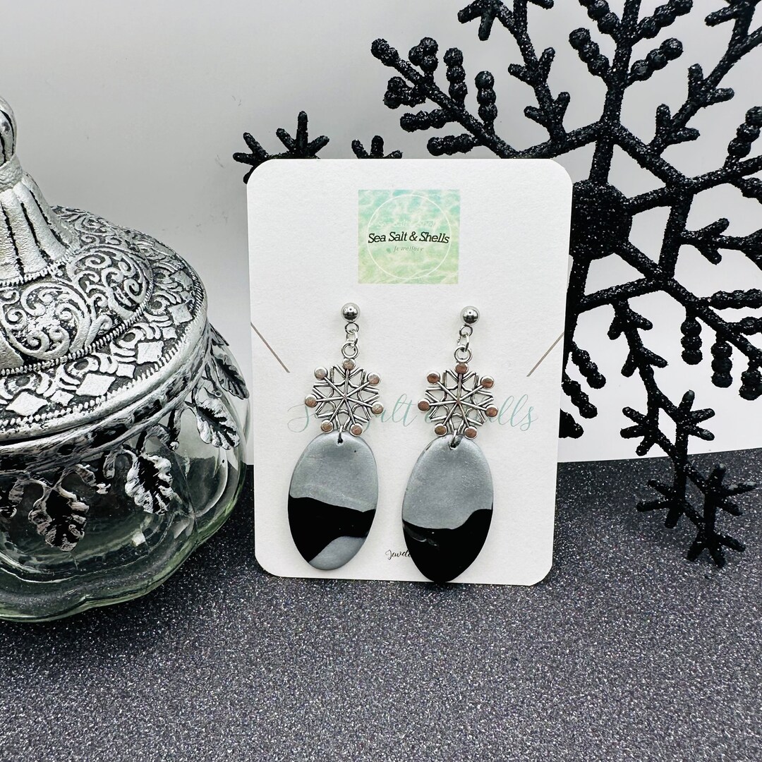 Ohrringe in silber grau und schwarz Schmuck Modeschmuck - Etsy.de