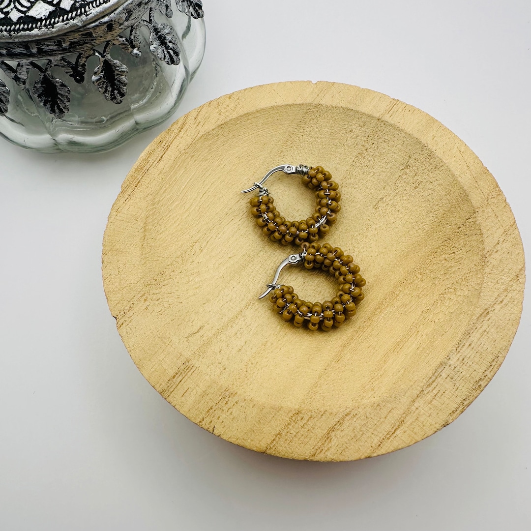 Ohrringe Creolen aus Glas Perlen, Jewerelly, Schmuck, handmade, klein ...