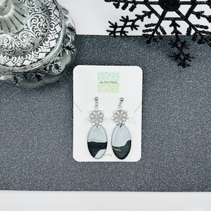 Ohrringe in silber grau und schwarz Schmuck Modeschmuck - Etsy.de