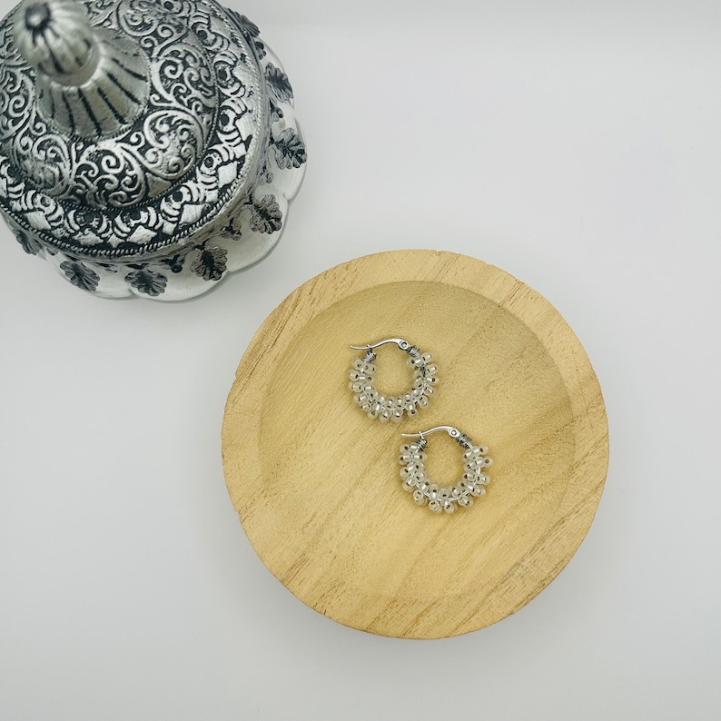 Ohrringe Creolen aus Glas Perlen, Jewerelly, Schmuck, handmade, klein ...