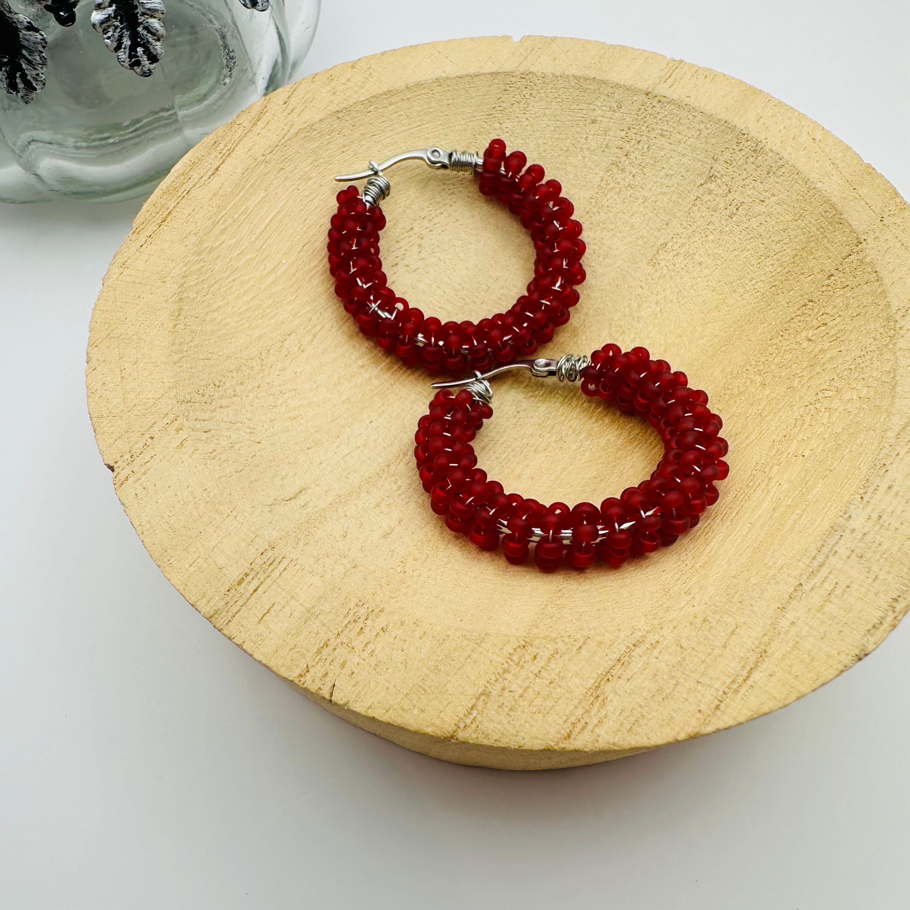 Ohrringe Creolen aus Glas Perlen, Jewerelly, Schmuck, handmade, groß ...