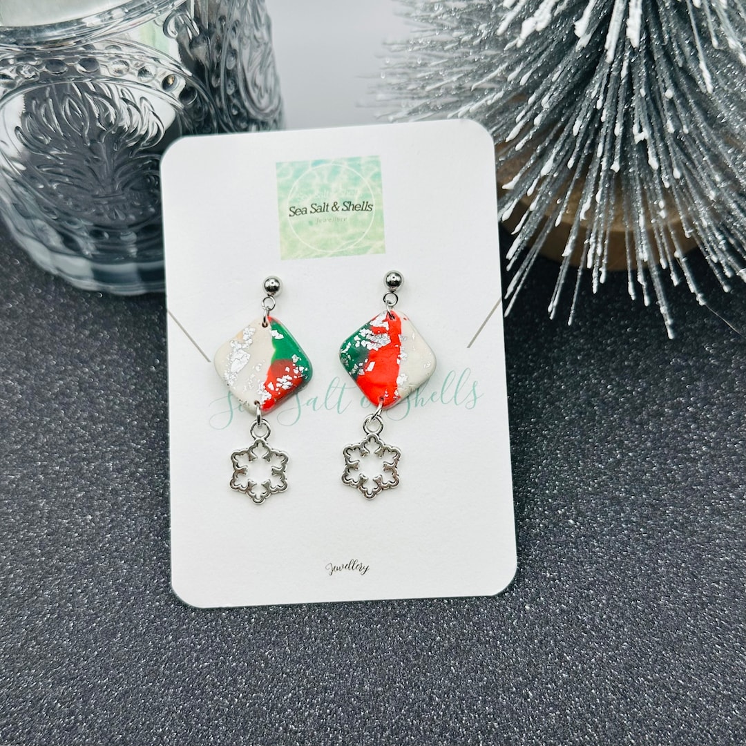 Ohrringe in silber rot weiß und grün Schmuck Modeschmuck - Etsy.de