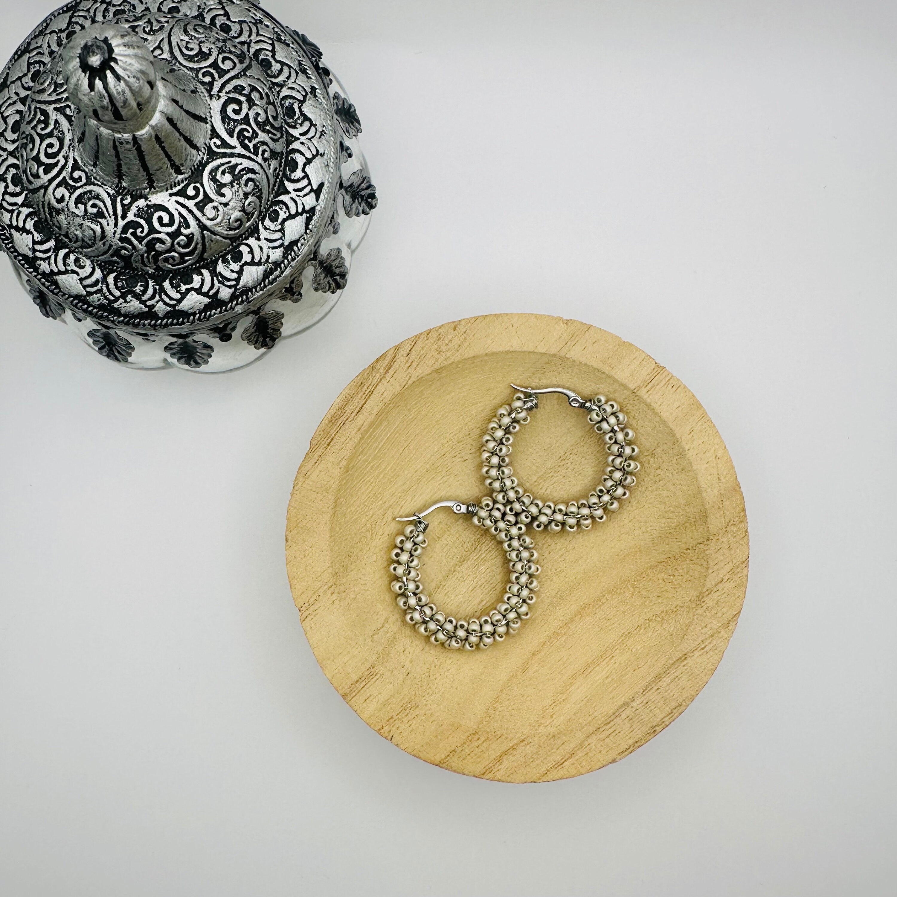 Ohrringe Creolen aus Glas Perlen, Jewerelly, Schmuck, handmade, groß ...