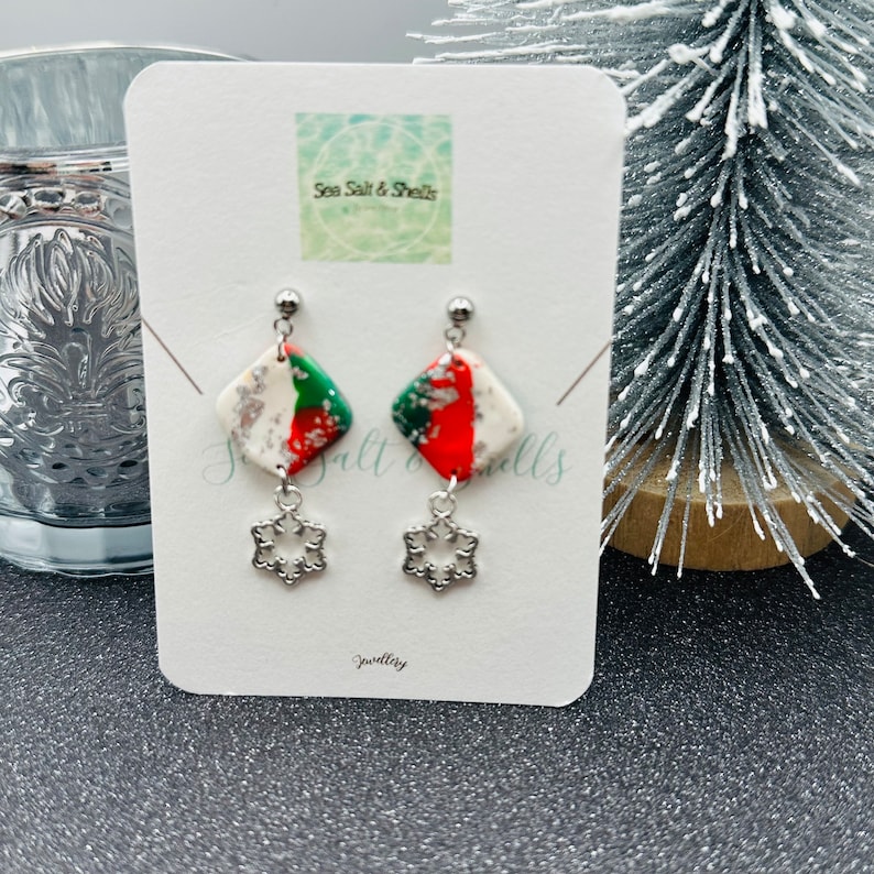 Ohrringe in silber rot weiß und grün Schmuck Modeschmuck - Etsy.de