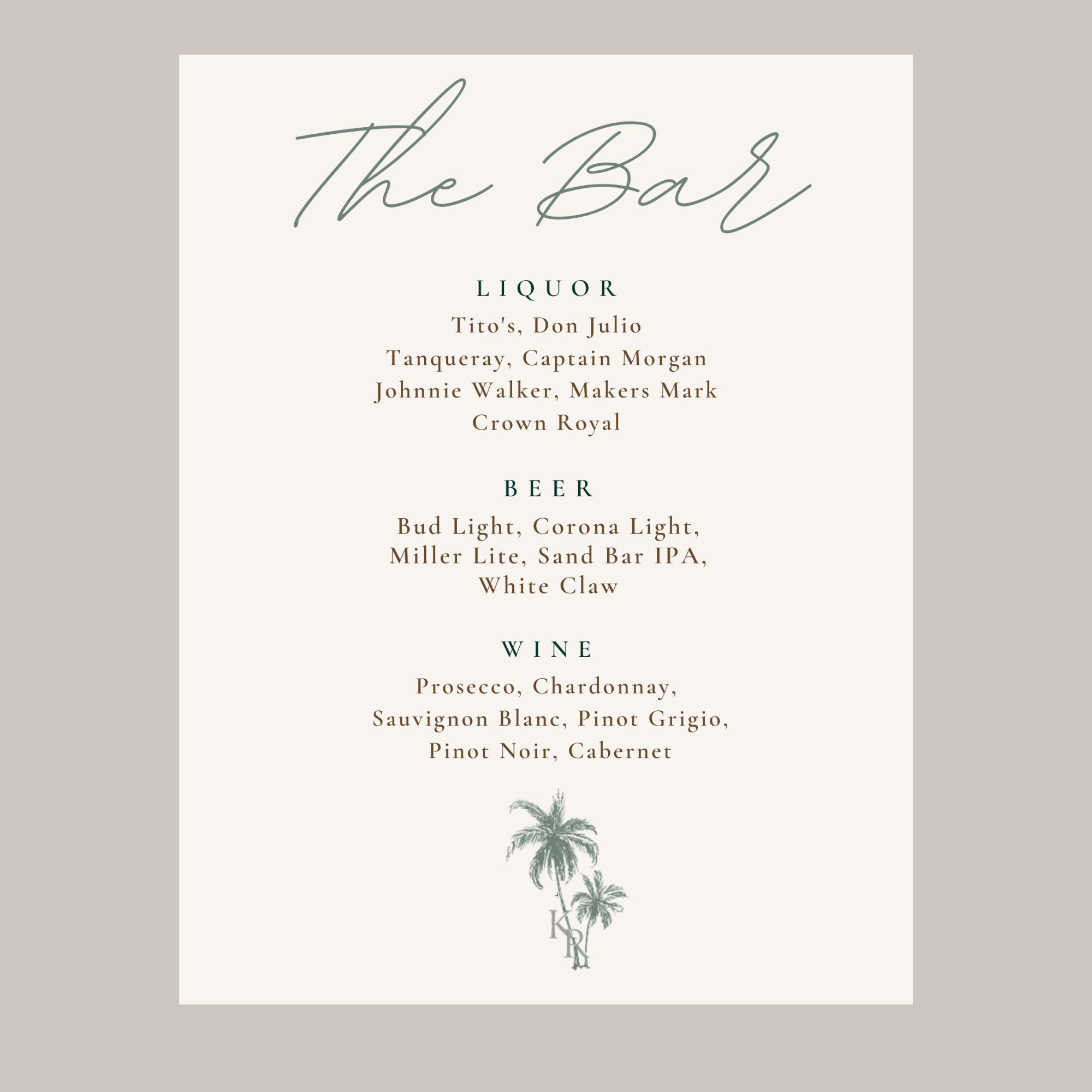 Bar Menu, Wedding Bar Menu, Custom Menu, Drink Menu, Bar Sign, Bar Menu ...