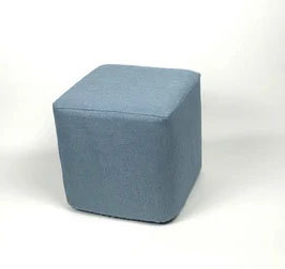 Linen Pouf or Ottoman Cover - Slipcover - Blue Linen - Etsy