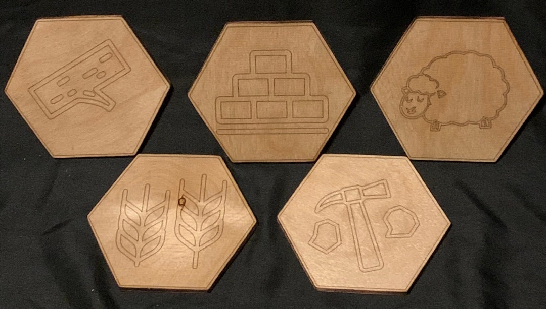 HEXAGON Settlers of Catan Resources Coaster Set - Etsy