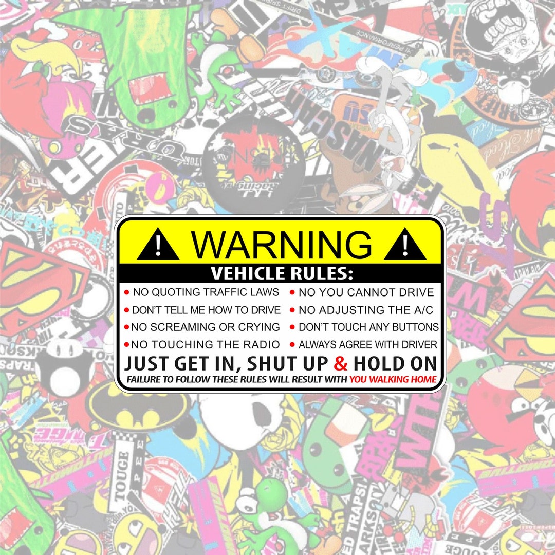 Funny Warning Label Vehicle Rules Car Stickers Custom - Etsy