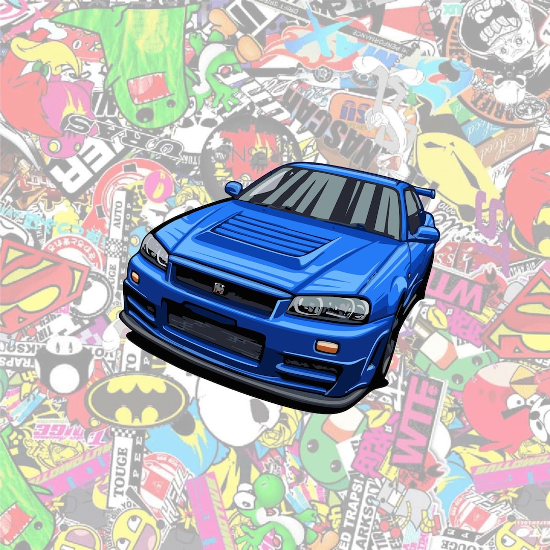 R34 Skyline GTR Car Decals Anime Stickers Laptop iPad - Etsy