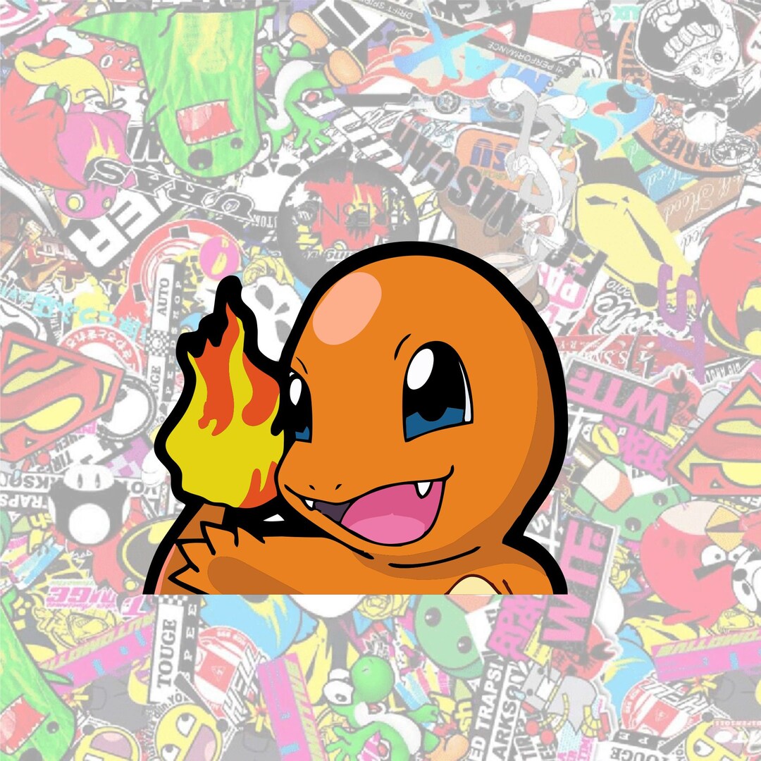 Cute Charmander Peeking Sticker Custom Sticker Handmade - Etsy