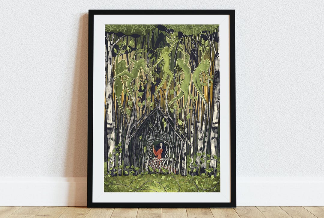 Slavic Birch Forest Spirit Art Print | Ethereal Pagan Wall Decor ...