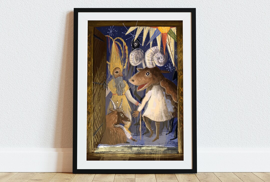 Folk Art Print: "kolędnicy" Slavic Folklore Illustration - Etsy