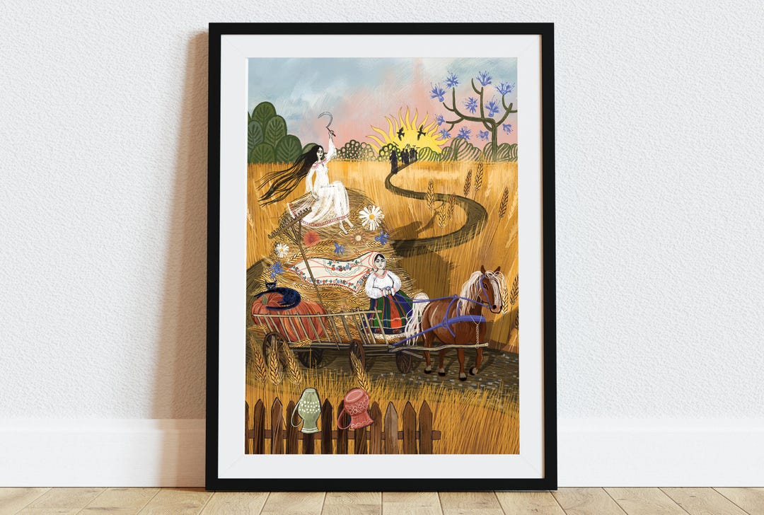Slavic Harvest Festival Art Print | Return From the Field Illustration ...