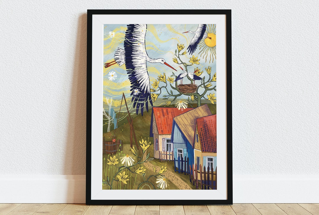 Return of the Storks Art Print | Slavic Spring Symbolism | Folklore ...