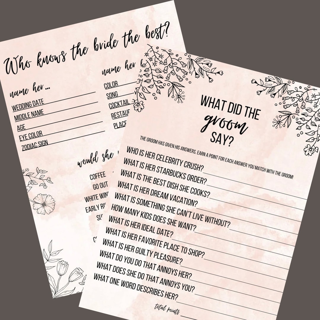 Bridal Shower Printable Games 2 Pack - Etsy