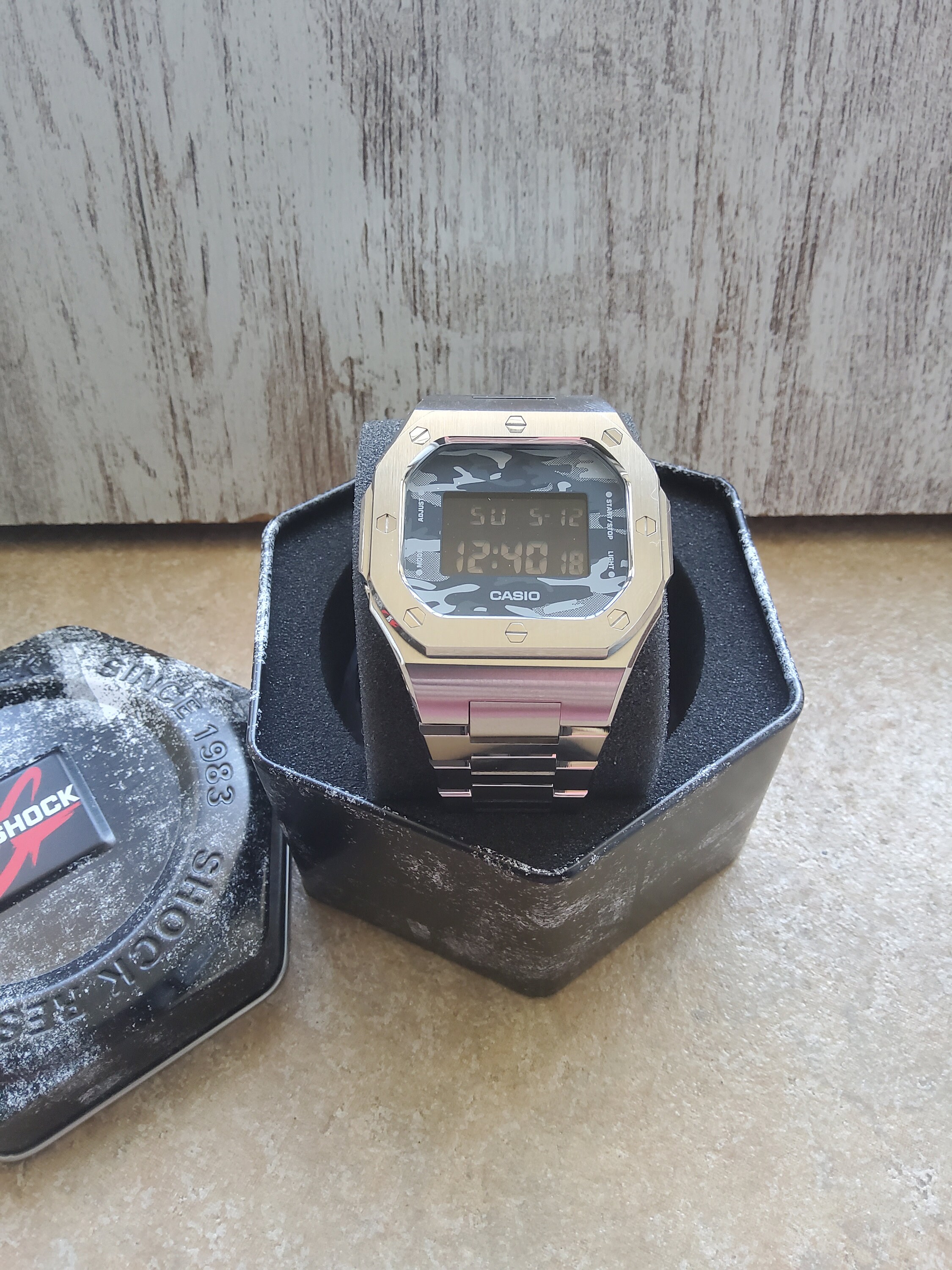 Casioak Custom G Shock Steel Silver Casio Mod Dw5600 Mens Watch Silver ...