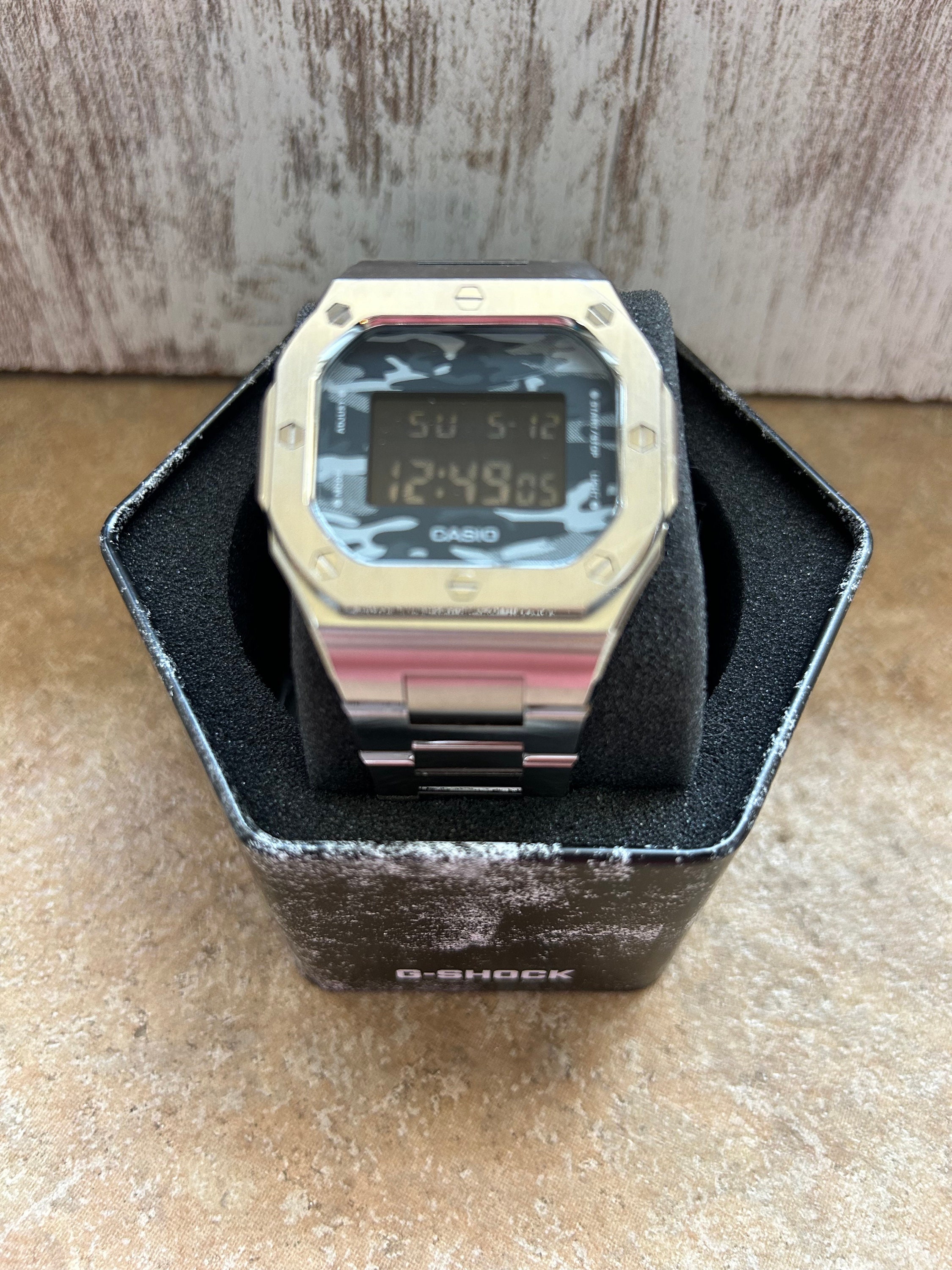 Casioak Custom G Shock Steel Silver Casio Mod Dw5600 Mens Watch Silver ...