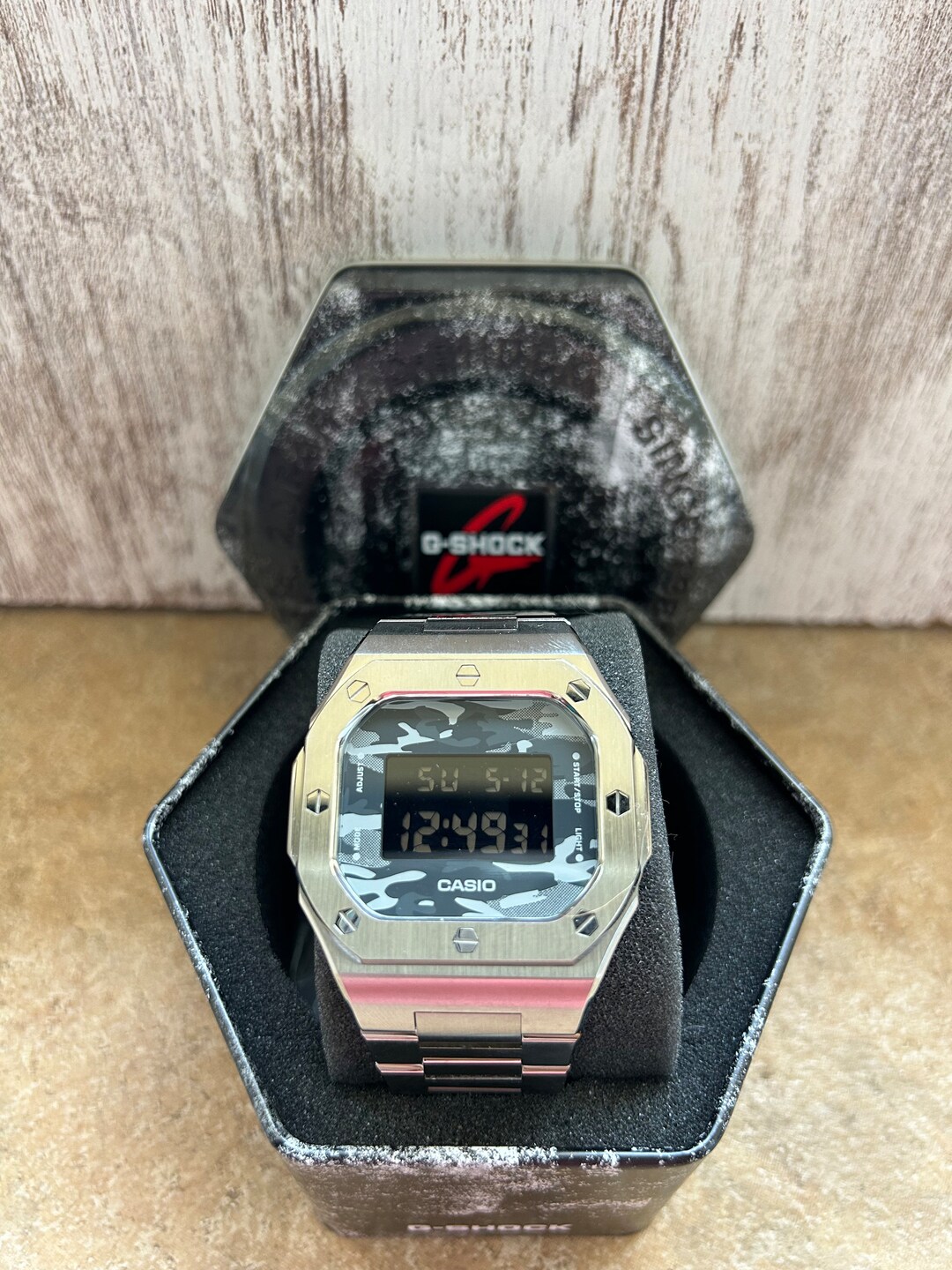 Casioak Custom G Shock Steel Silver Casio Mod Dw5600 Mens Watch Silver ...