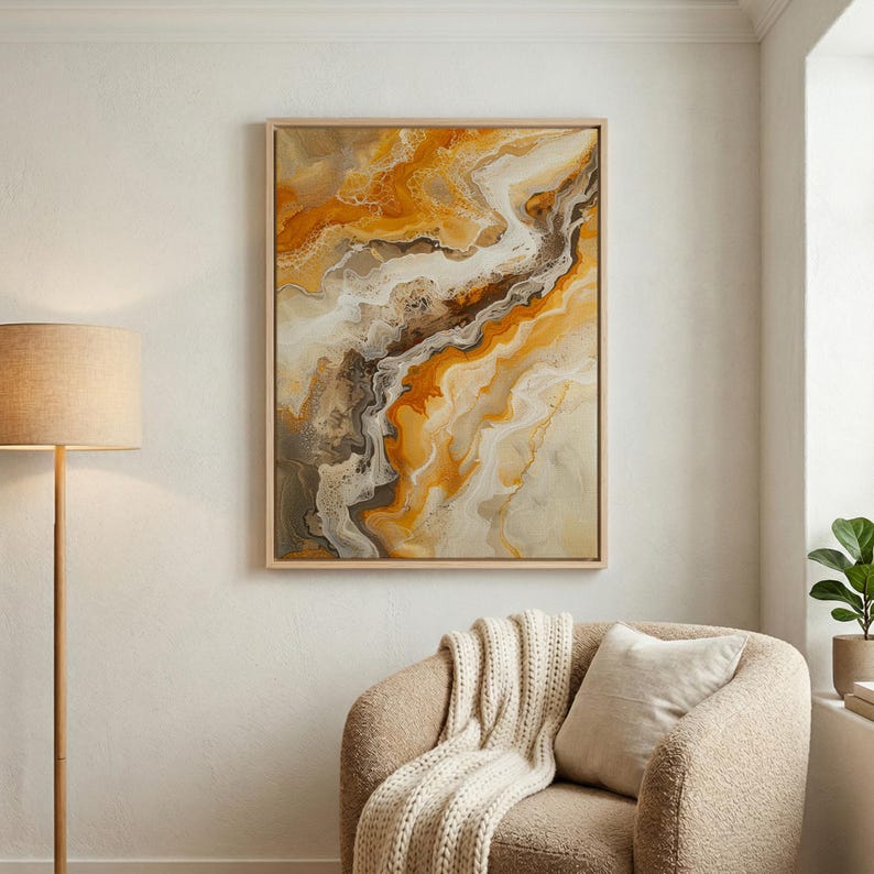 Gold Marble Abstract Canvas Wall Art, Luxury Fluid Texture Painting ...