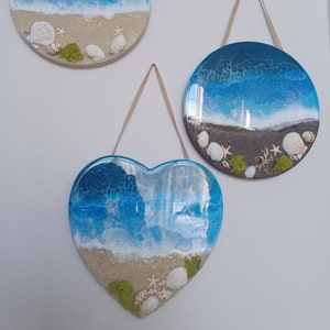 Round/heart Shaped Resin Beach Wall Art, 3D Beach Wall Art, Resin ...