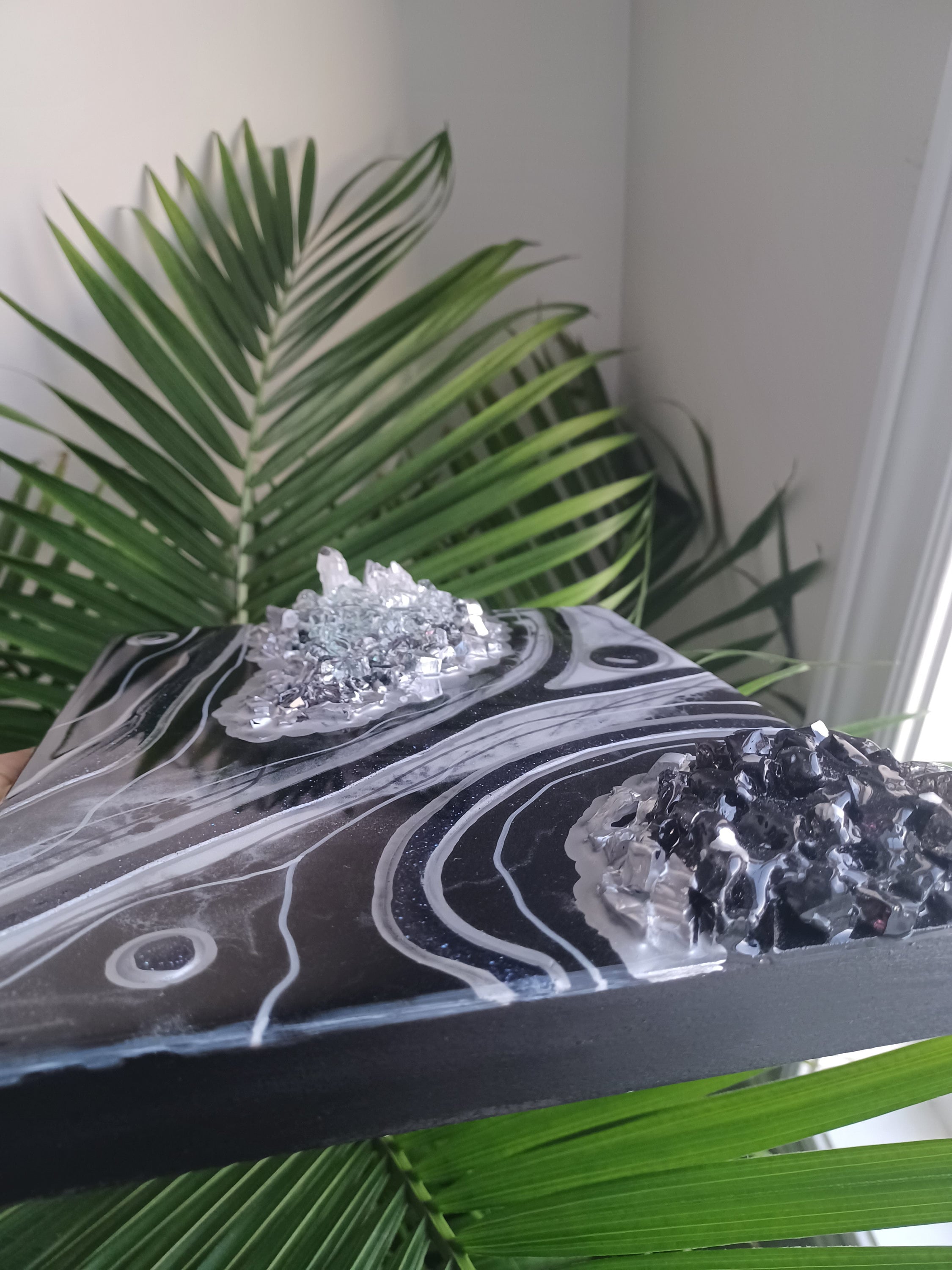 Geode Wall Art Black and Gold, Black and White, Resin Geode Artwork ...