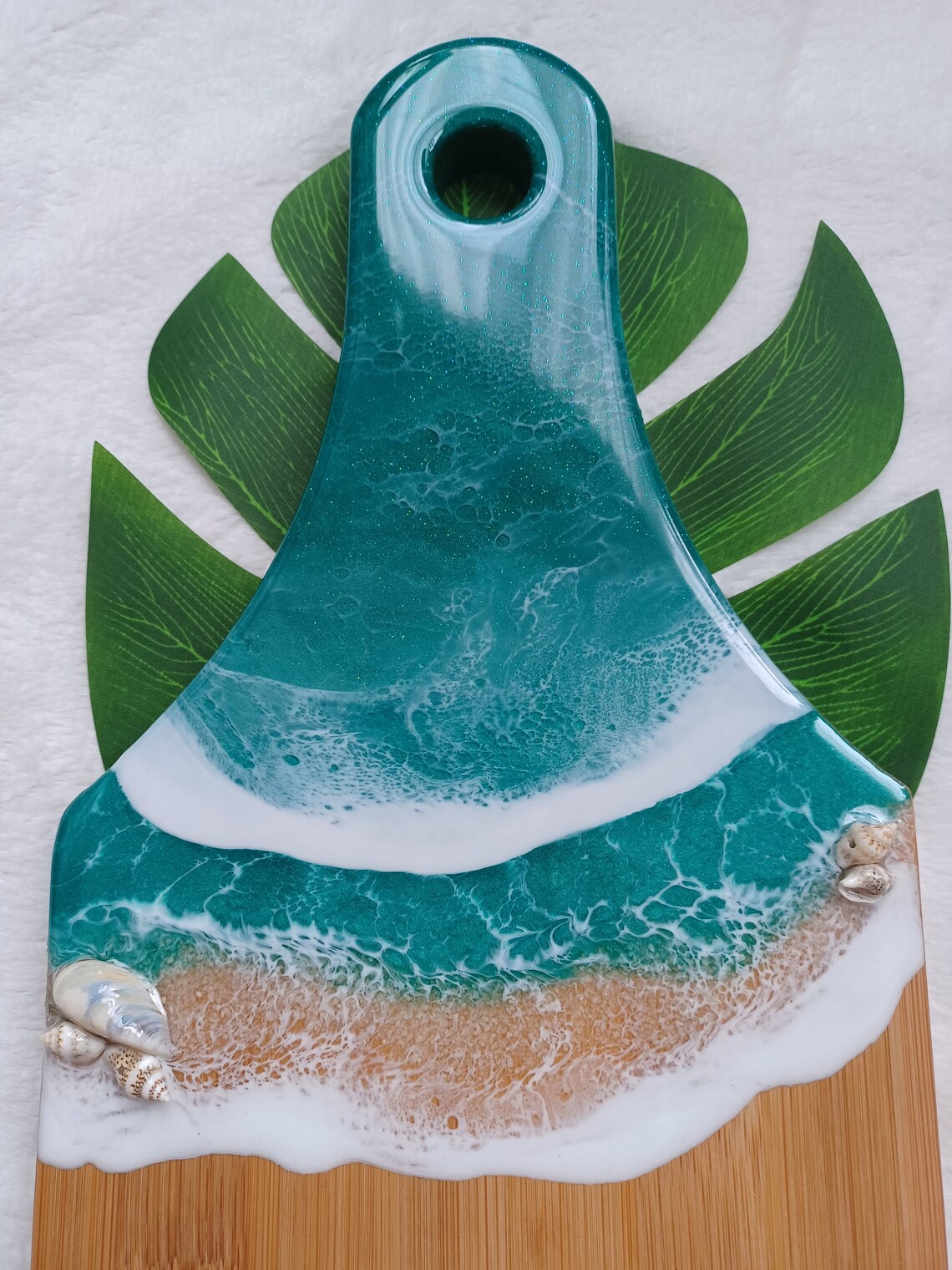 Beach Charcuterie Board, Resin Serving Board, Cheese Board, 3D Waves ...