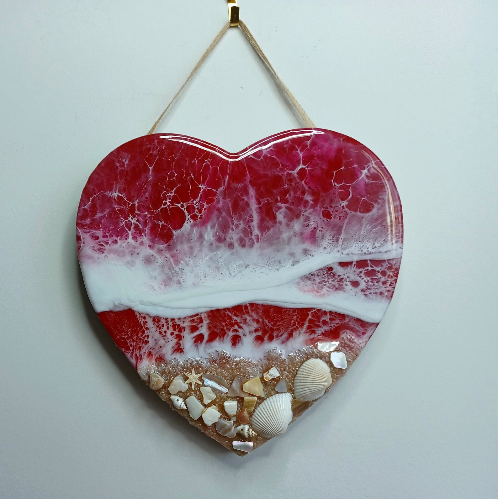 Round/heart Shaped Resin Beach Wall Art, 3D Beach Wall Art, Resin ...