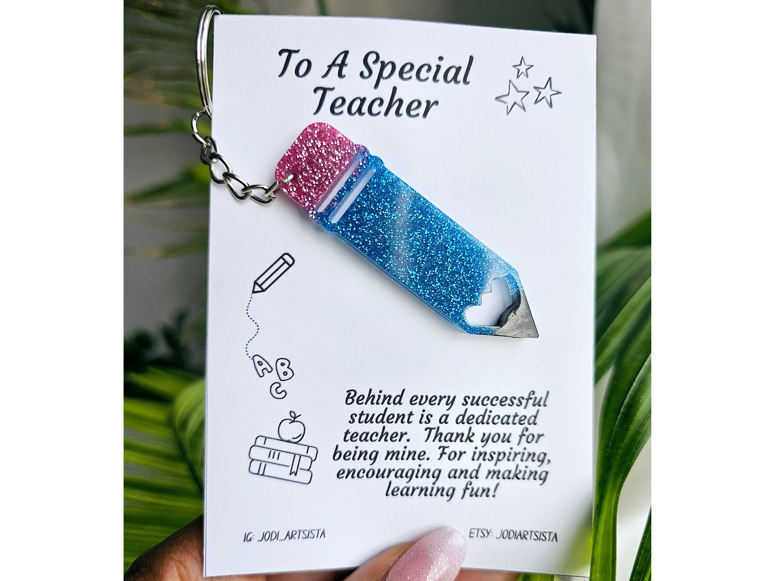 Teacher Appreciation Gift, Vibrant Pencil Design Keyring, Personalized ...