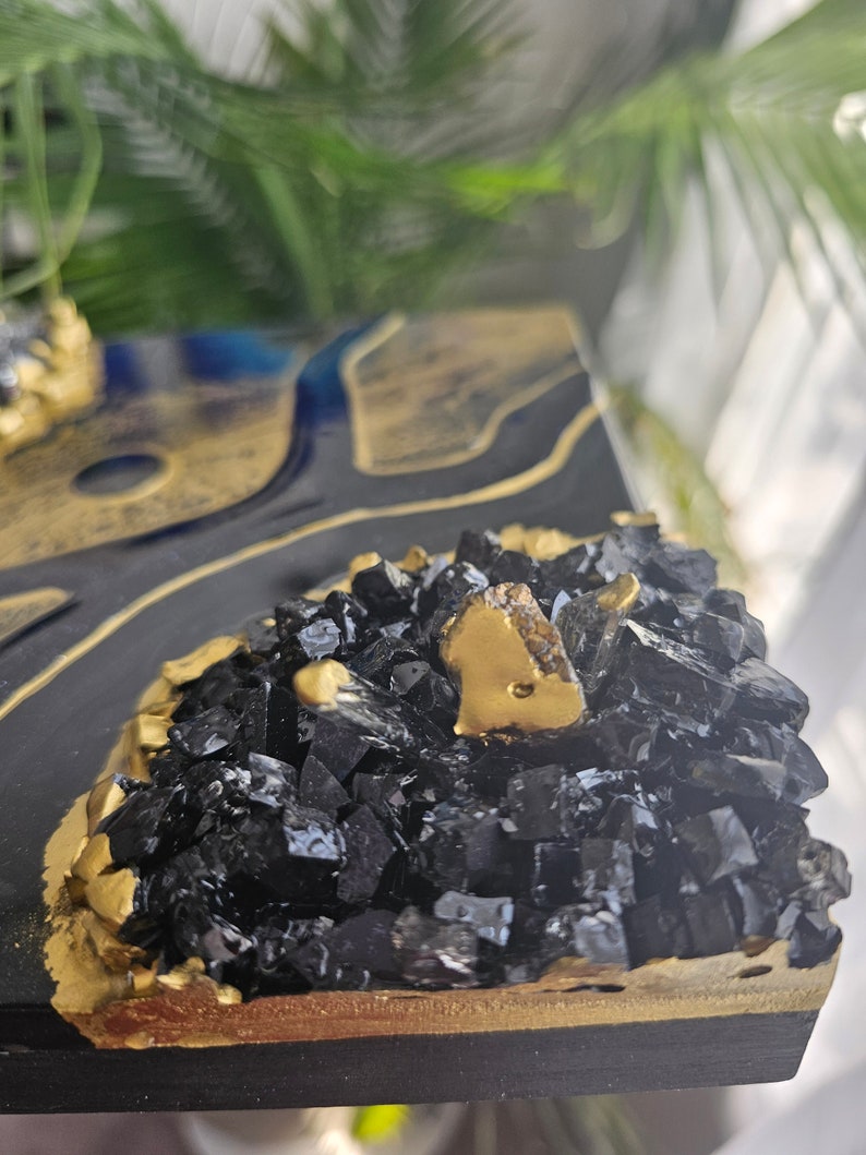 Geode Wall Art Black and Gold, Black and White, Resin Geode Artwork ...