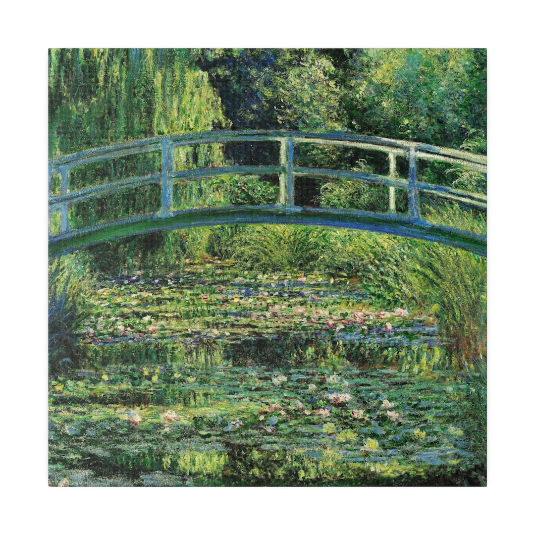 Claude Monet Canvas Water Lilies and Japanese Bridge Bridge Over a Pond ...