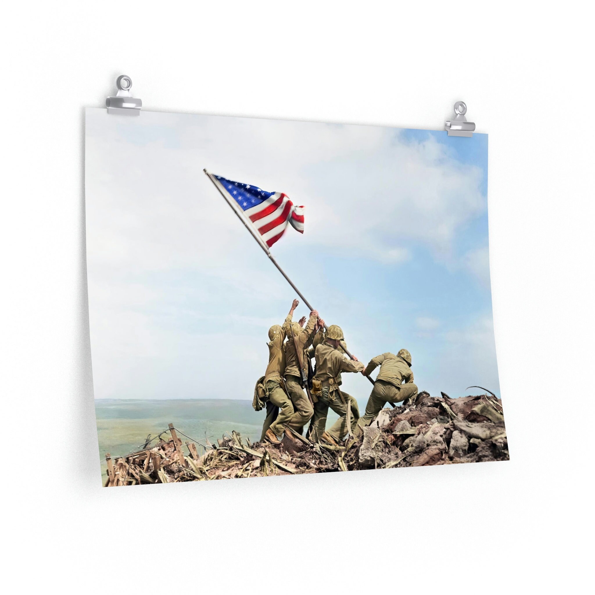 Iwo Jima Art Print US Marines Raising the American Flag Proud American ...