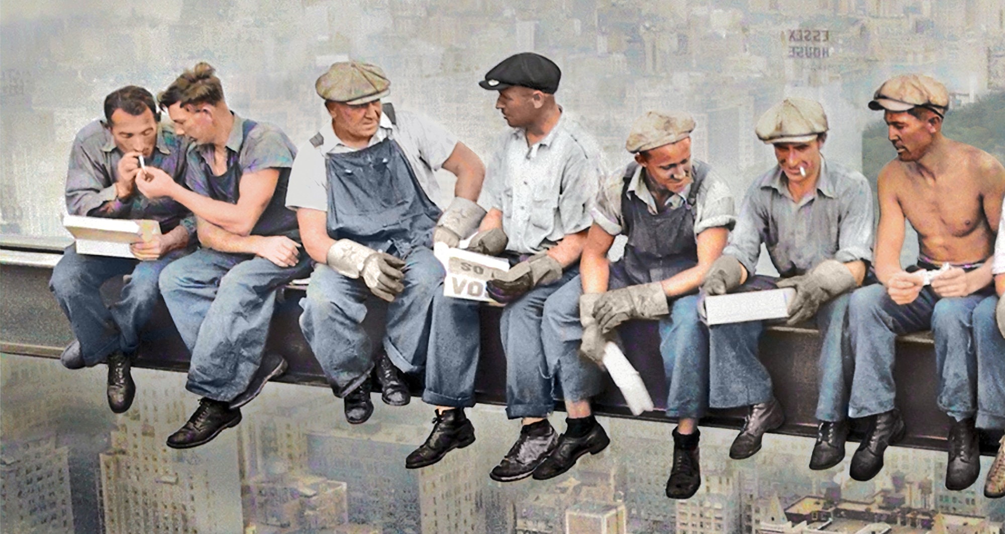 Men Having Lunch Atop Skyscraper Print New York Poster, New York Art ...