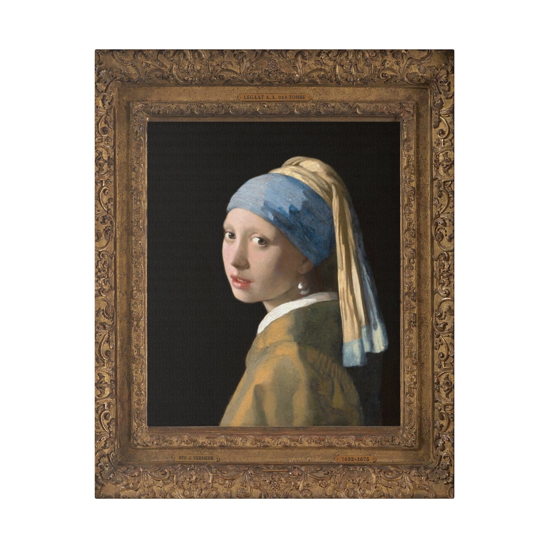 Girl With a Pearl Earring Canvas With frame by Johannes Vermeer Print ...