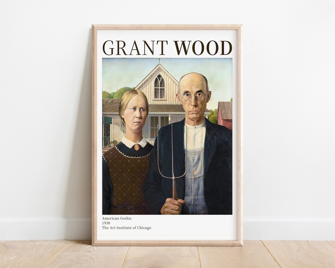 American Gothic by Grant Wood Reproduction Art Print, American Gothic ...
