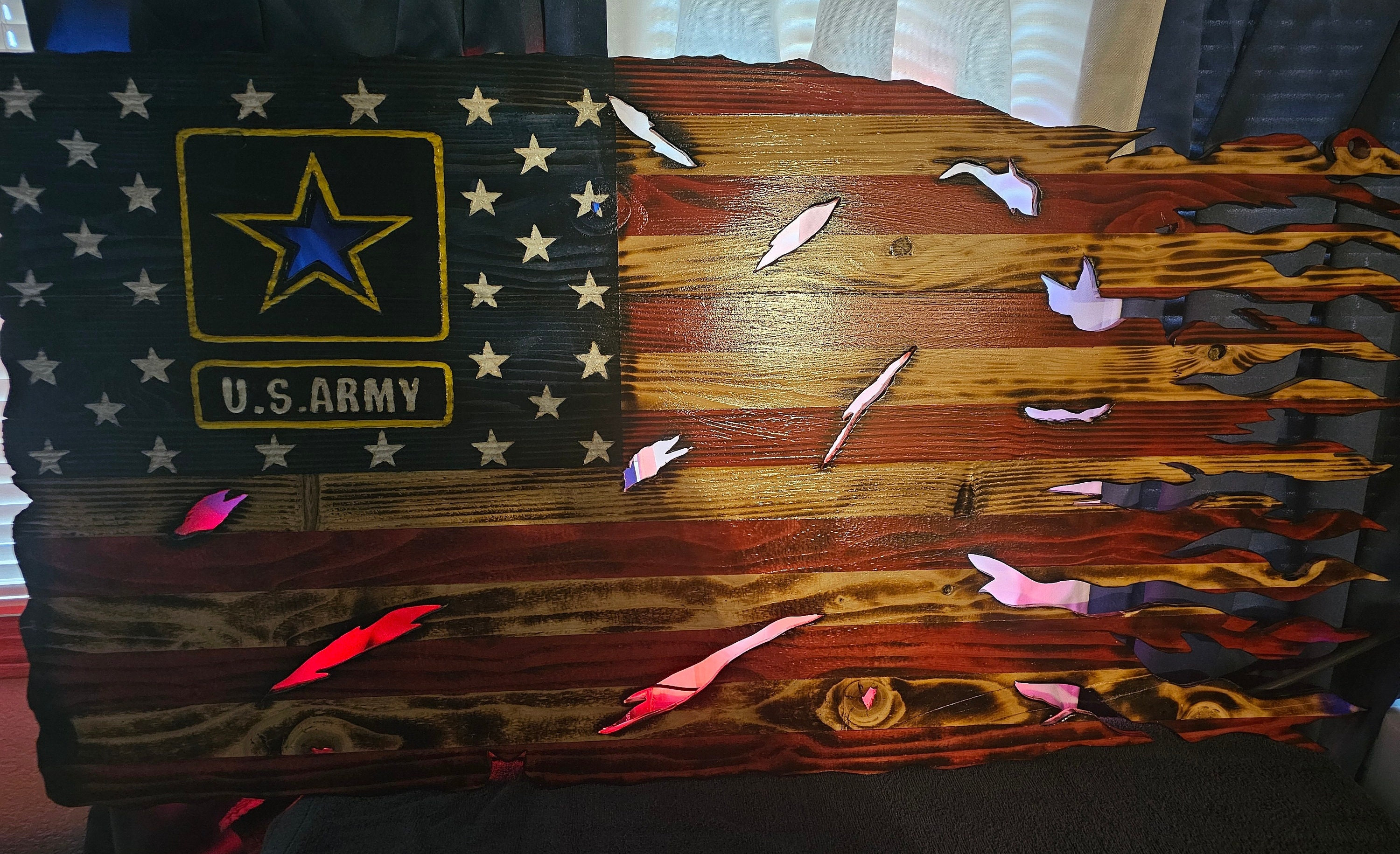 Nation Flag, Tattered Flag, Flag With Lights, Red White and Blue ...