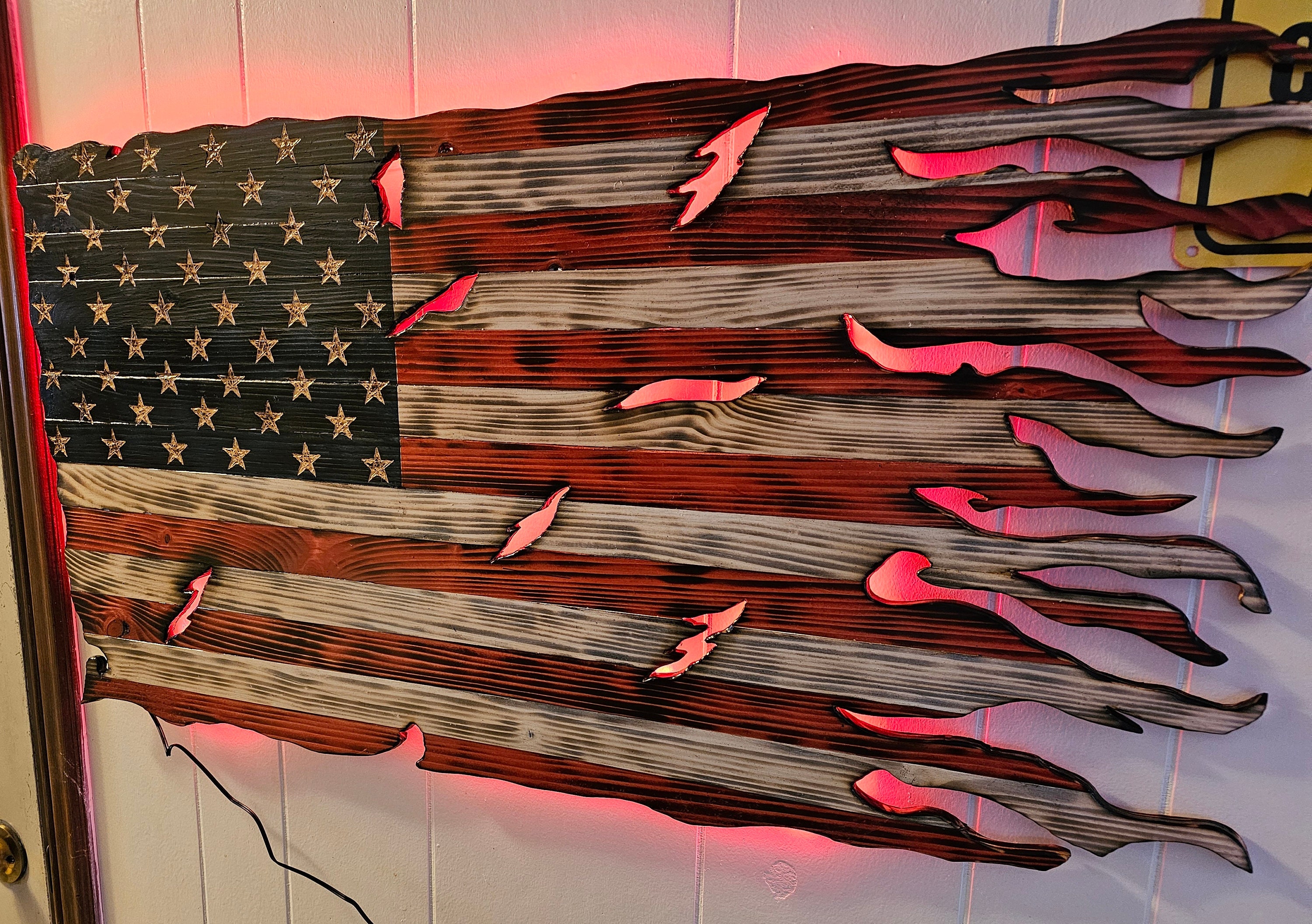 Nation Flag, Tattered Flag, Flag With Lights, Red White and Blue ...