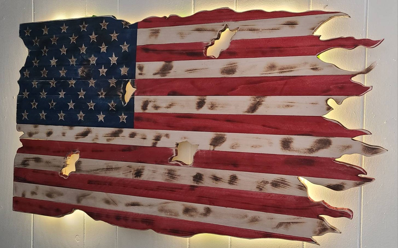 Nation Flag, Tattered Flag, Flag With Lights, Red White and Blue ...