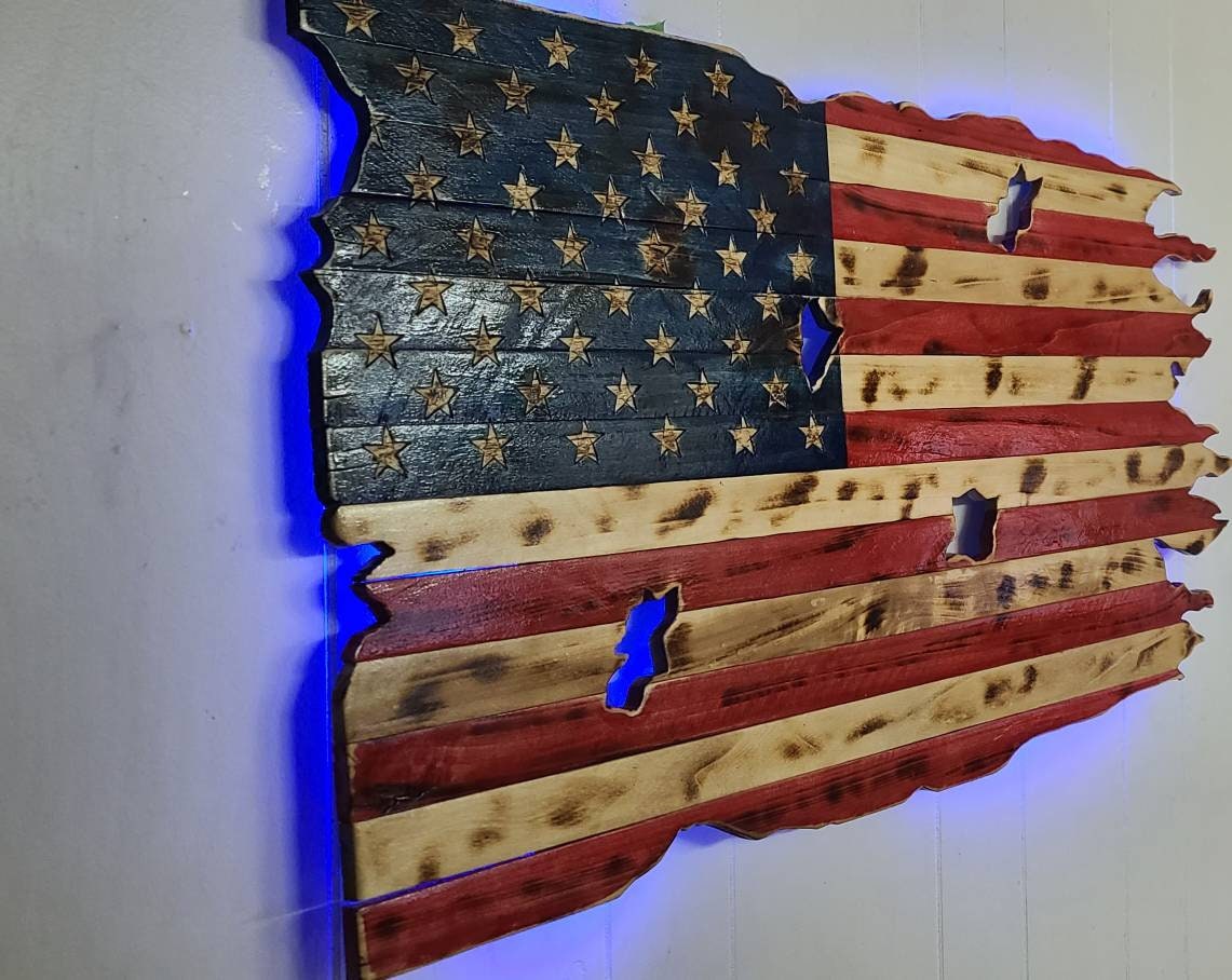 Nation Flag, Tattered Flag, Flag With Lights, Red White and Blue ...