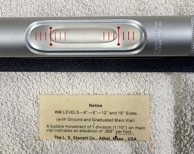 Starrett 98-12" Precision Machinist Level, Cross Level, and Wood Case ...