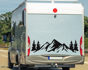 Tree & Mountain Moon Caravan Sticker, Caravan Vinly Decal, Camper Decal ...