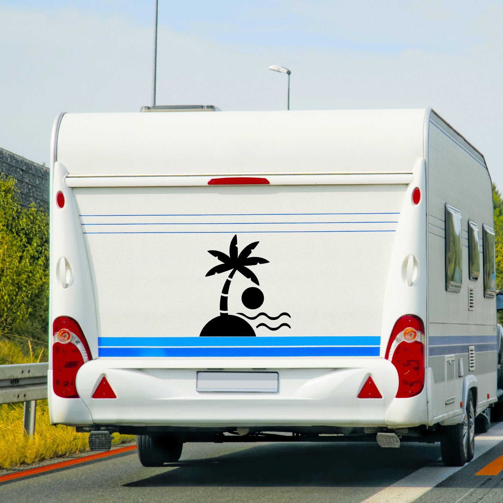 Palm and Sun Caravan Decal, Van Decal, Campervan Decal, Vinyl Sticker ...