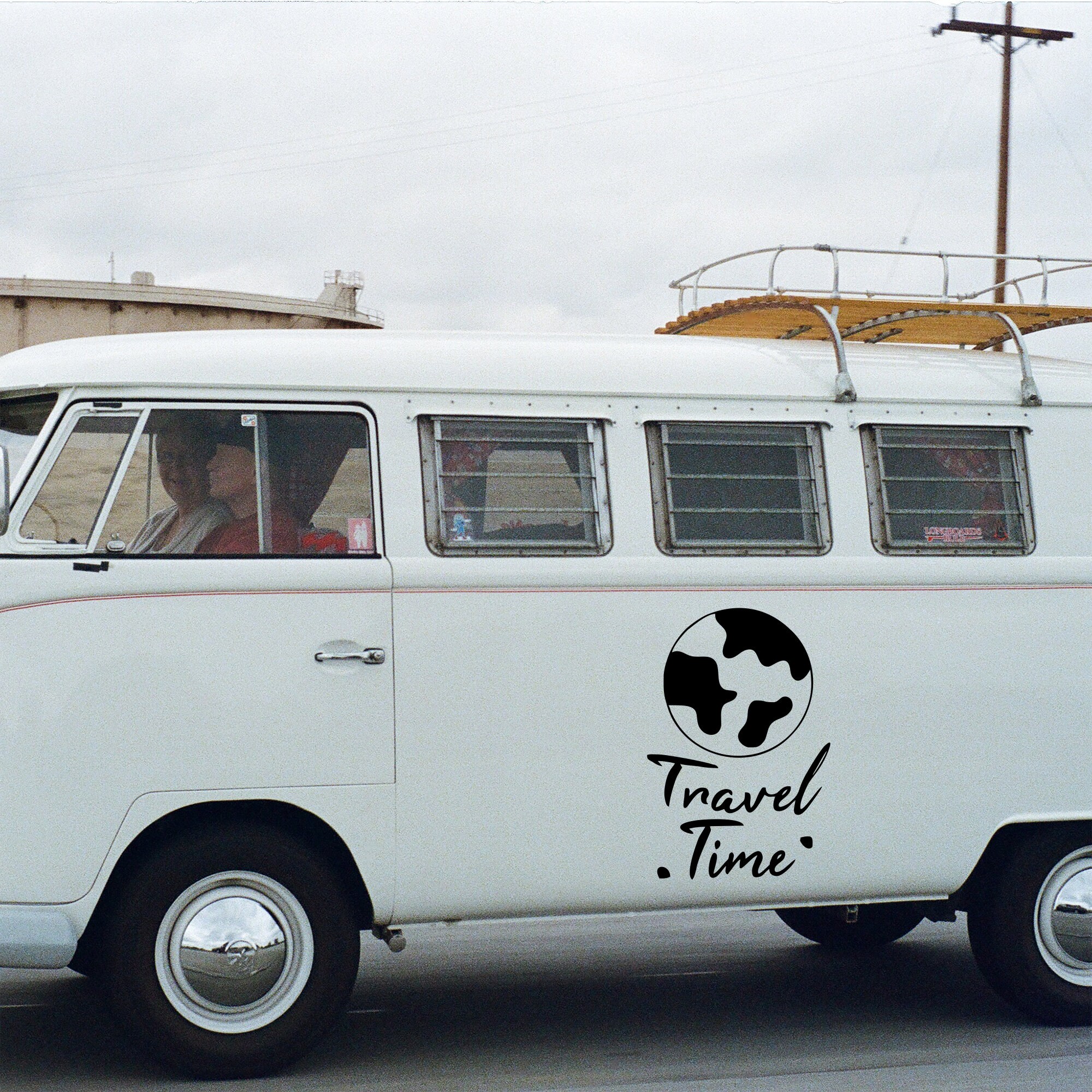 Travel Time and World Map Sticker, Caravan Vinly Decal, Truck, Camping ...