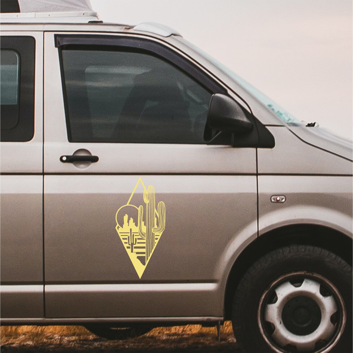 Triangle Cactus and Sun Caravan Sticker, Caravan Vinly Decal, Camping ...