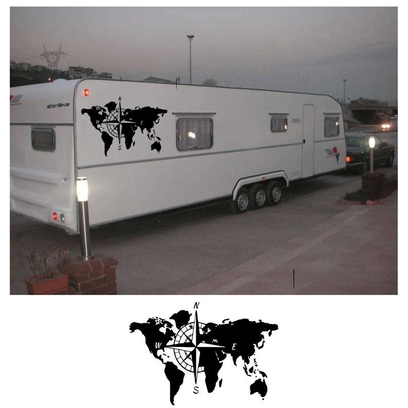 World Map and Compass Caravan Sticker Caravan Vinly Decal - Etsy
