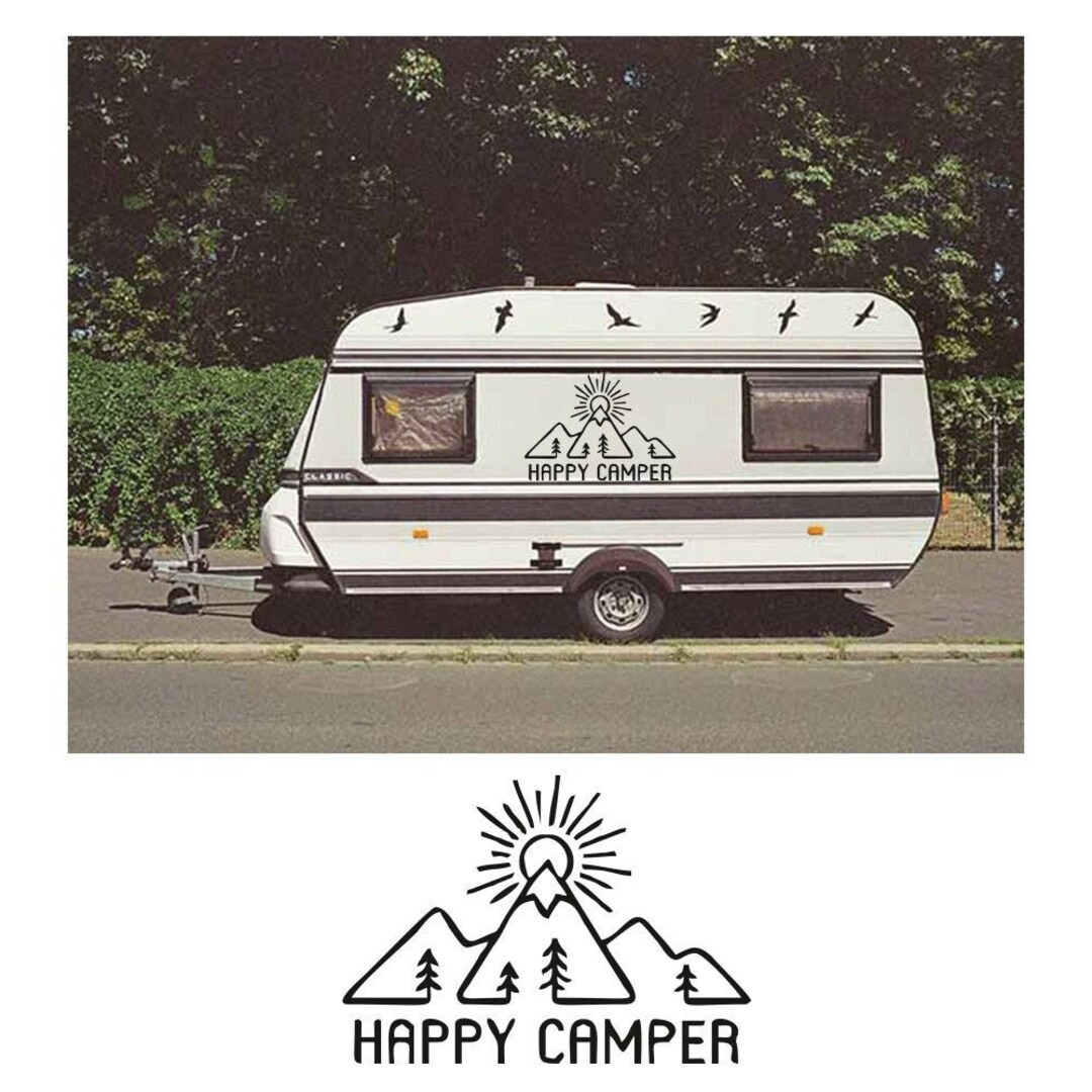 Happy Camper Sticker, Caravan Vinly Decal, Truck, Camping Decal, Camper ...