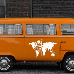 World Map and Compass Caravan Sticker Caravan Vinly Decal Camping Decal ...