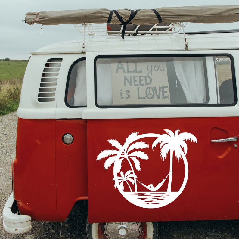 Palm Tree and Summer Caravan Sticker Caravan Vinly Decal - Etsy