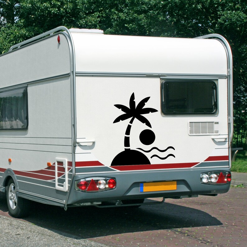 Palm and Sun Caravan Decal, Van Decal, Campervan Decal, Vinyl Sticker ...