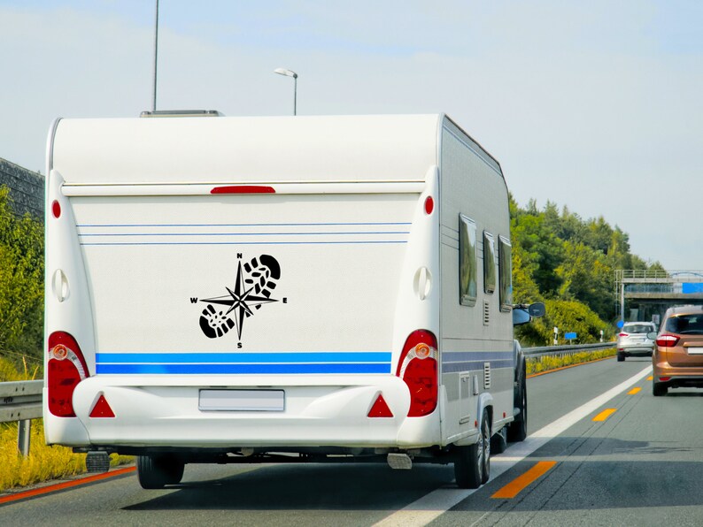 Compass and Footprint Caravan Sticker, Caravan Vinly Decal, Truck ...