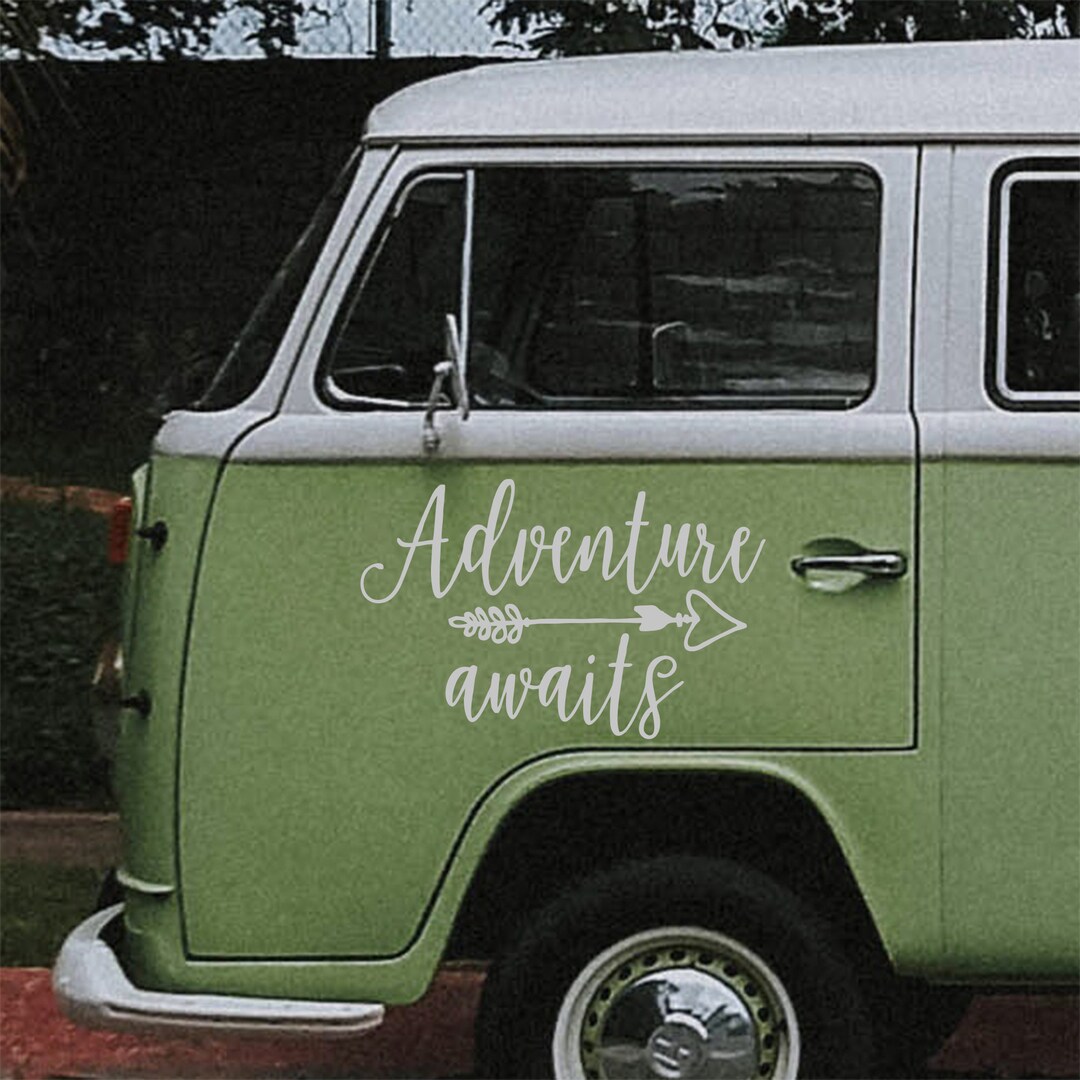 Adventure Awaits Camper Van Decal Travel Quote Sticker for RV Trailer ...